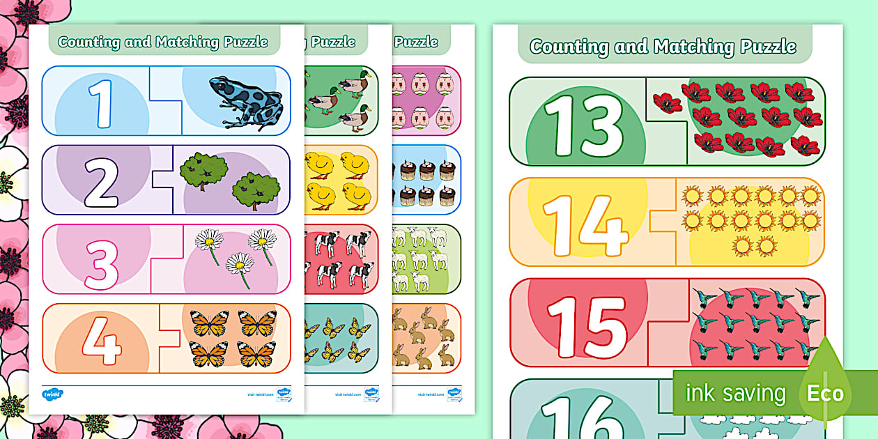 Spring Themed Counting Matching Puzzle (teacher made)