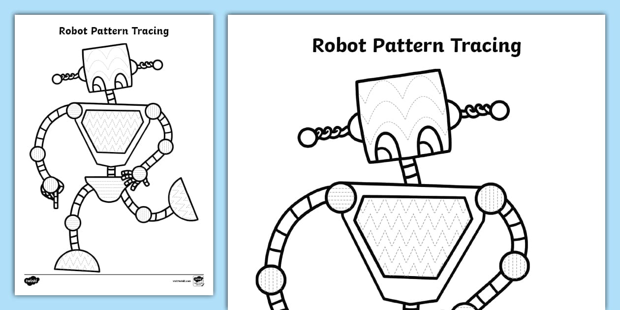 Robot Pattern Tracing Activity - Twinkl - EYFS - KS1