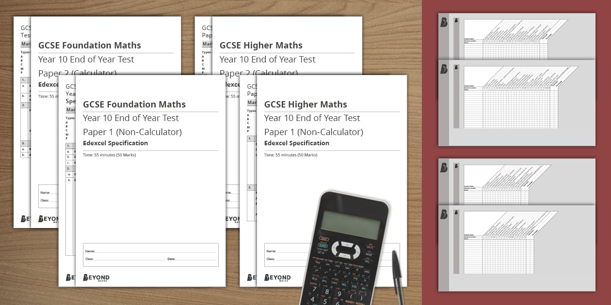 👉 Year 10 End of Year Exam Papers - GCSE Edexcel Maths