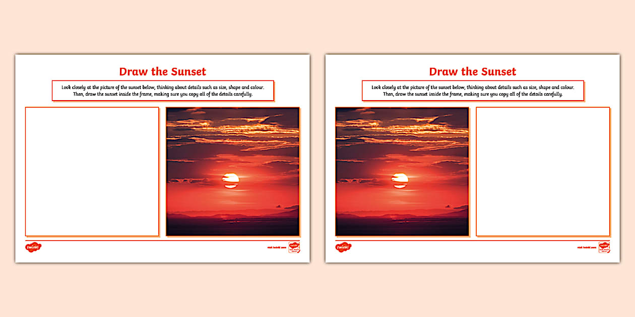 Draw the Sunset Worksheet (Teacher-Made) - Twinkl