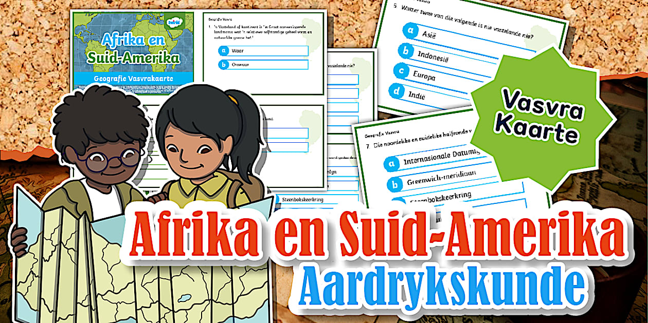 Afrika en Suid-Amerika Aardrykskunde Vasvra Kaarte