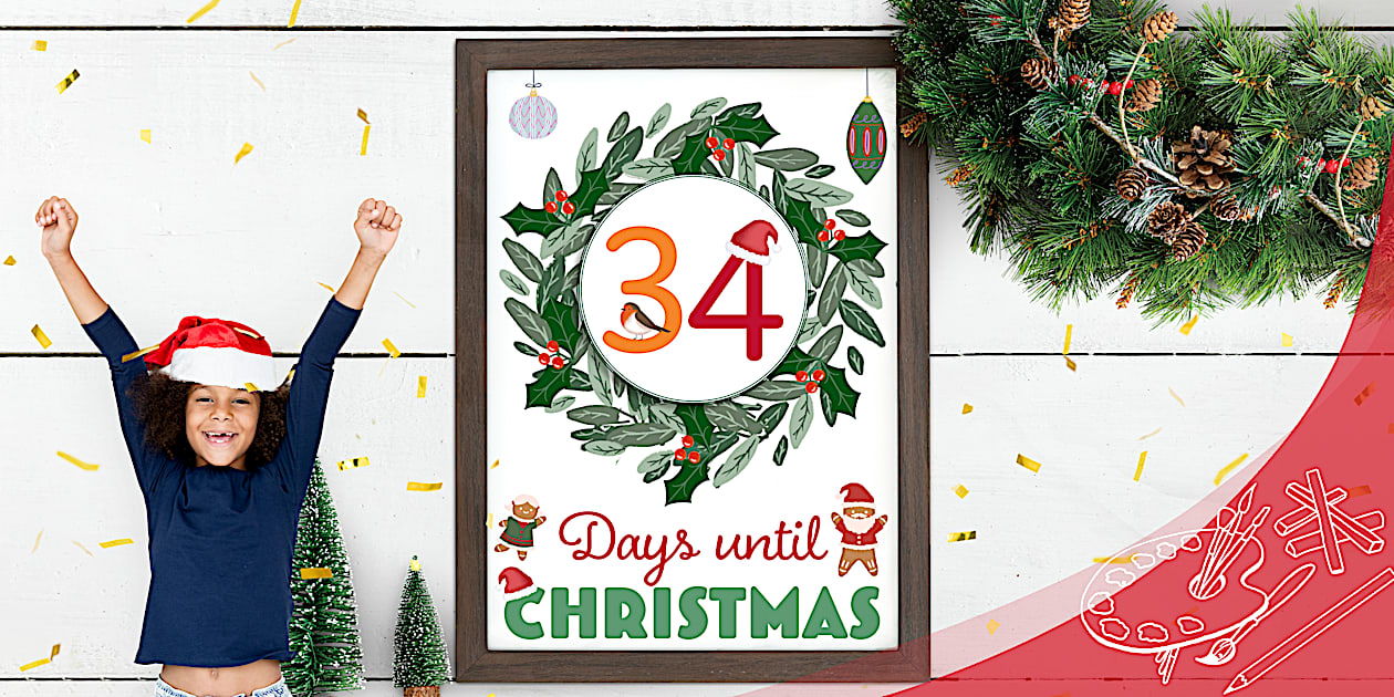 Days until Christmas Wreath Countdown Poster (teacher made)
