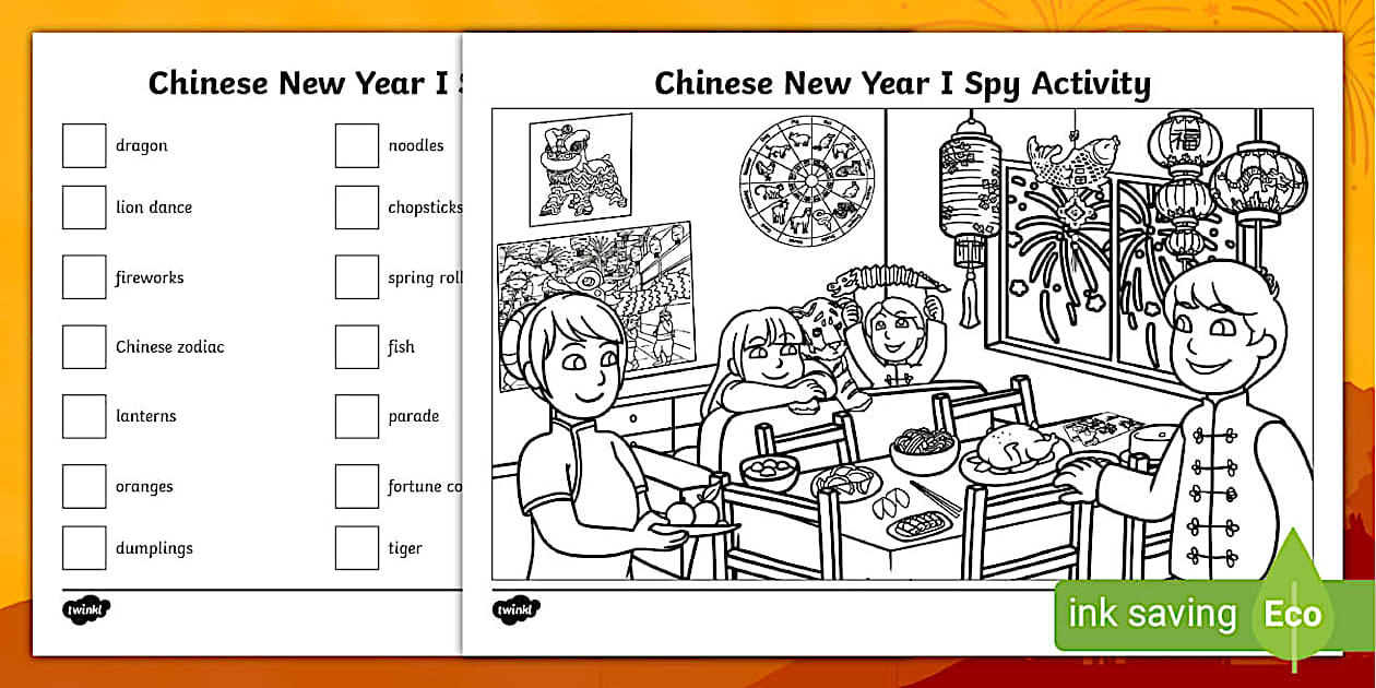 Chinese New Year Printable Games - I Spy Activity - Twinkl