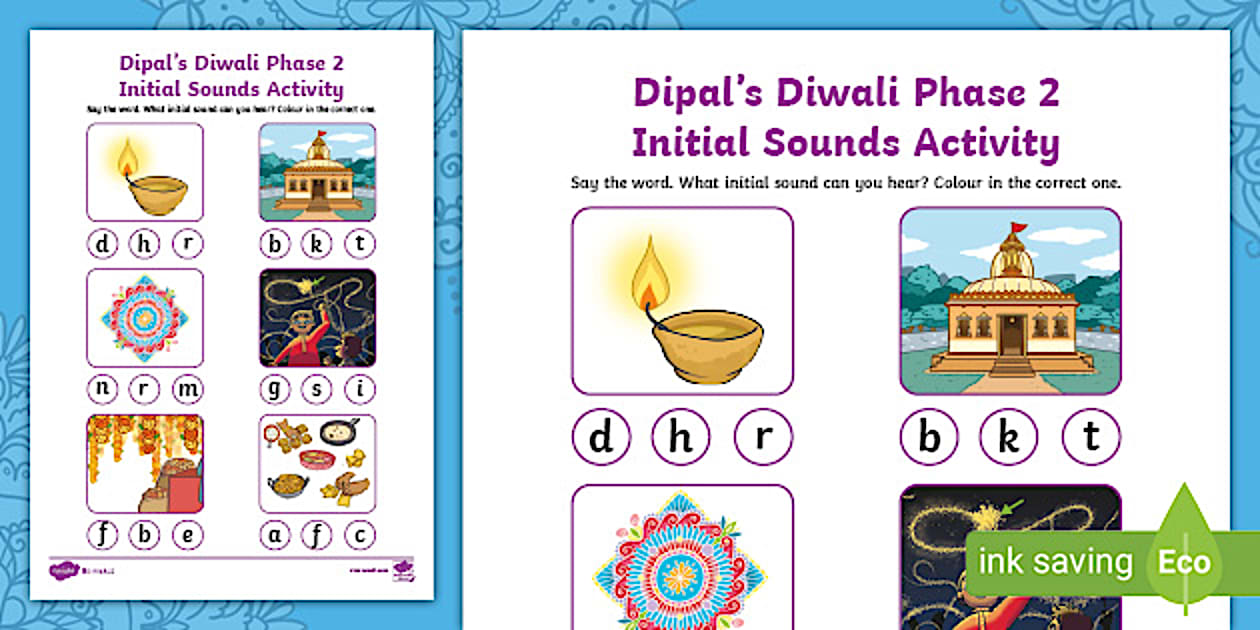 Dipal's Diwali Phase 2 Initial Sounds Activity - Twinkl