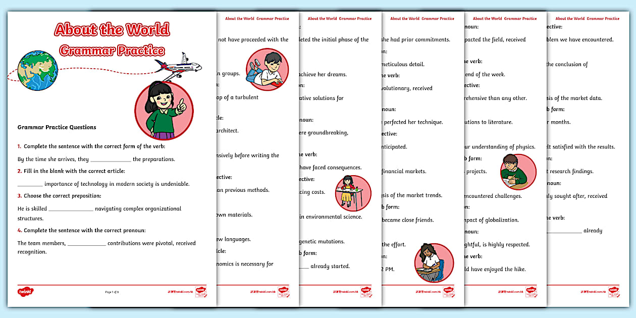 About the World, Grammar Practice (Teacher-Made) - Twinkl