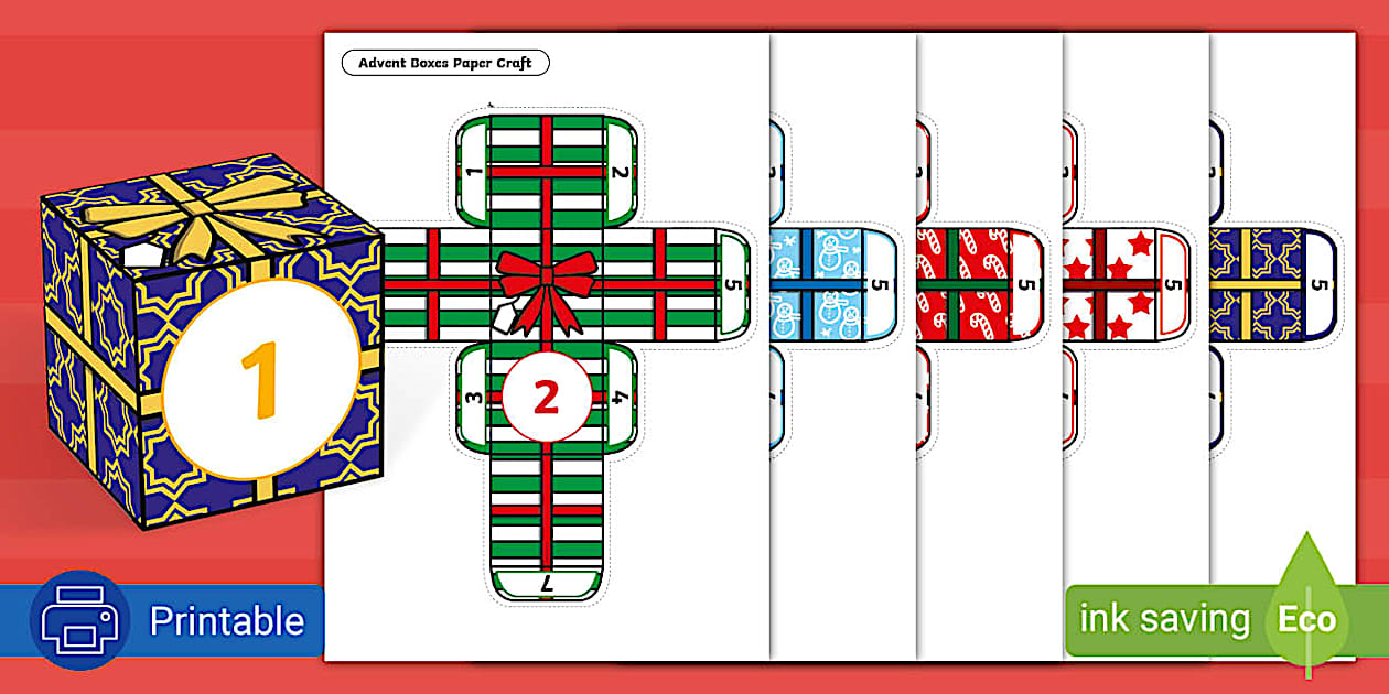 Advent Boxes Paper Craft (teacher made) - Twinkl