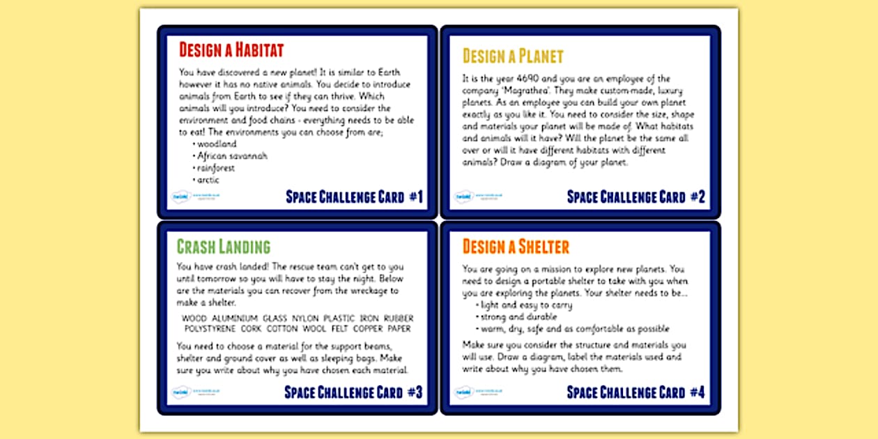 Space Themed Science Challenge Cards KS2 (teacher made)