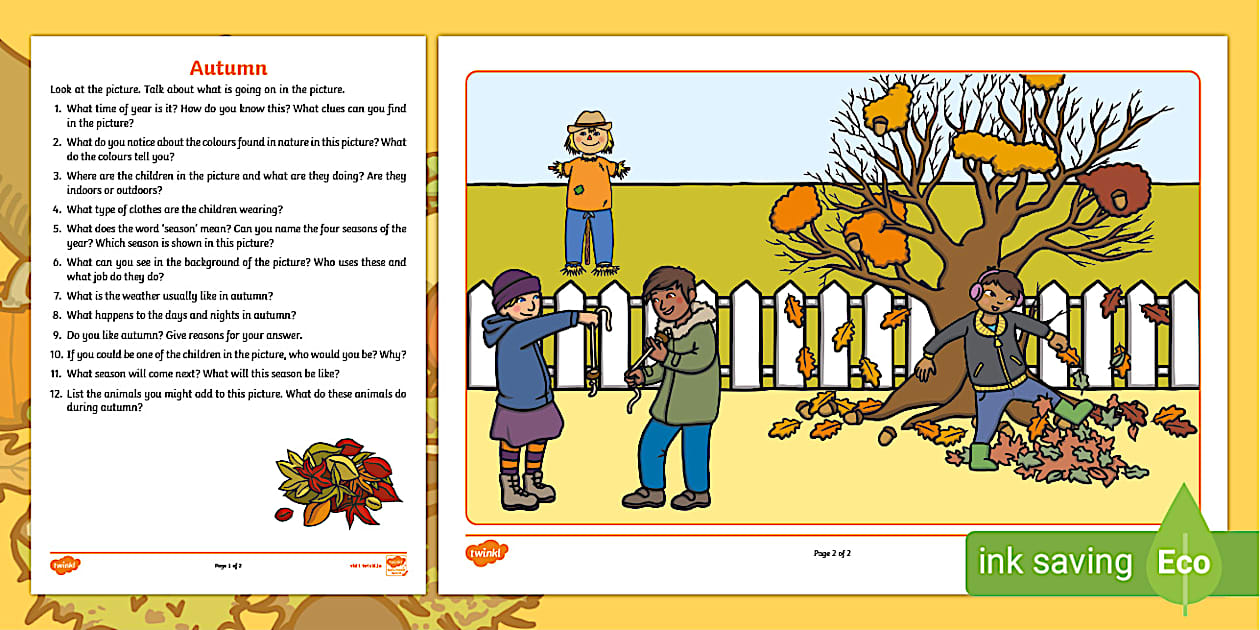 Editable Autumn Oral Language Worksheet (teacher made)