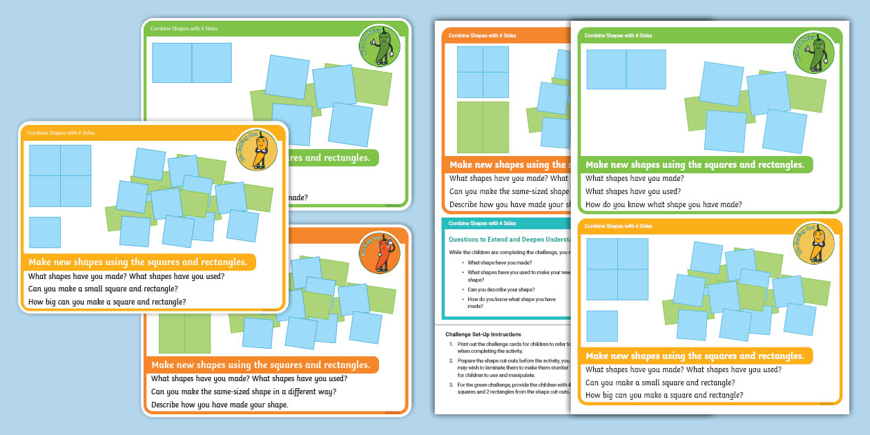 👉 Combine Shapes with 4 Sides Chilli Challenges: Make a Shape