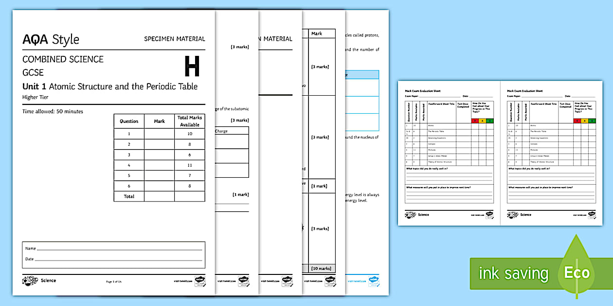 Aqa Gcse Periodic Table And Atomic Structure Higher Assessment Pack