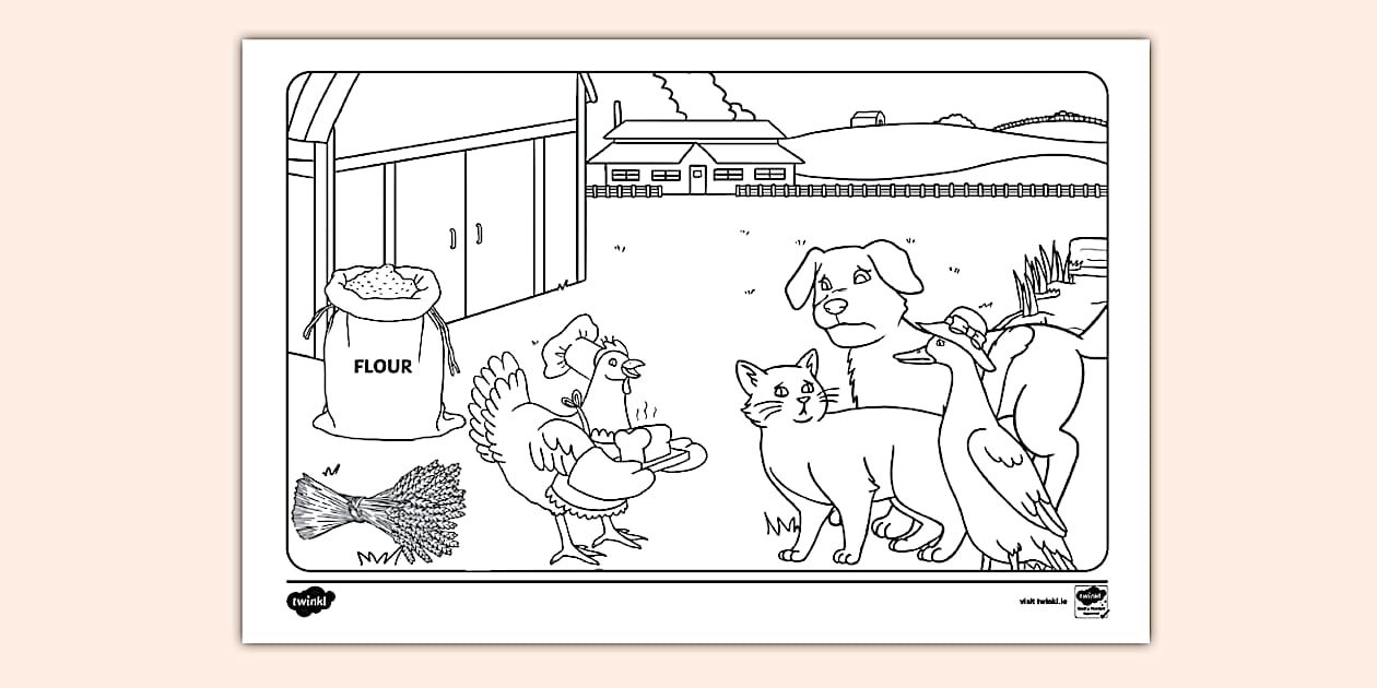 The Little Red Hen Story Colouring Sheet (teacher made)
