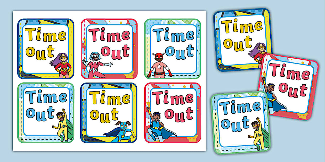 Superhero-Themed Time Out Cards (teacher made) - Twinkl