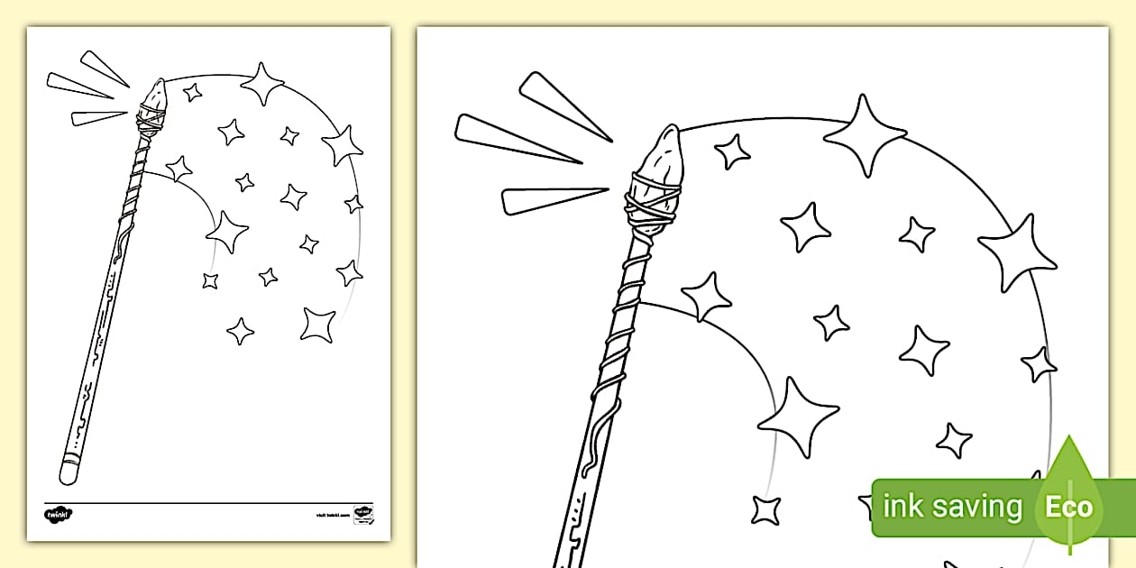 Wizards Wand Colouring Page (teacher made) - Twinkl