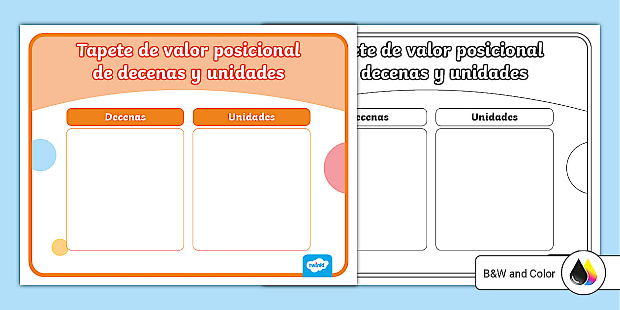 Tapete de valor posicional de unidades y decenas - Twinkl