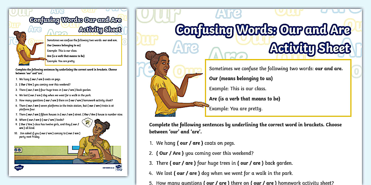 Intermediate Phase - English - Confusing Words: Our and Are - Activity ...