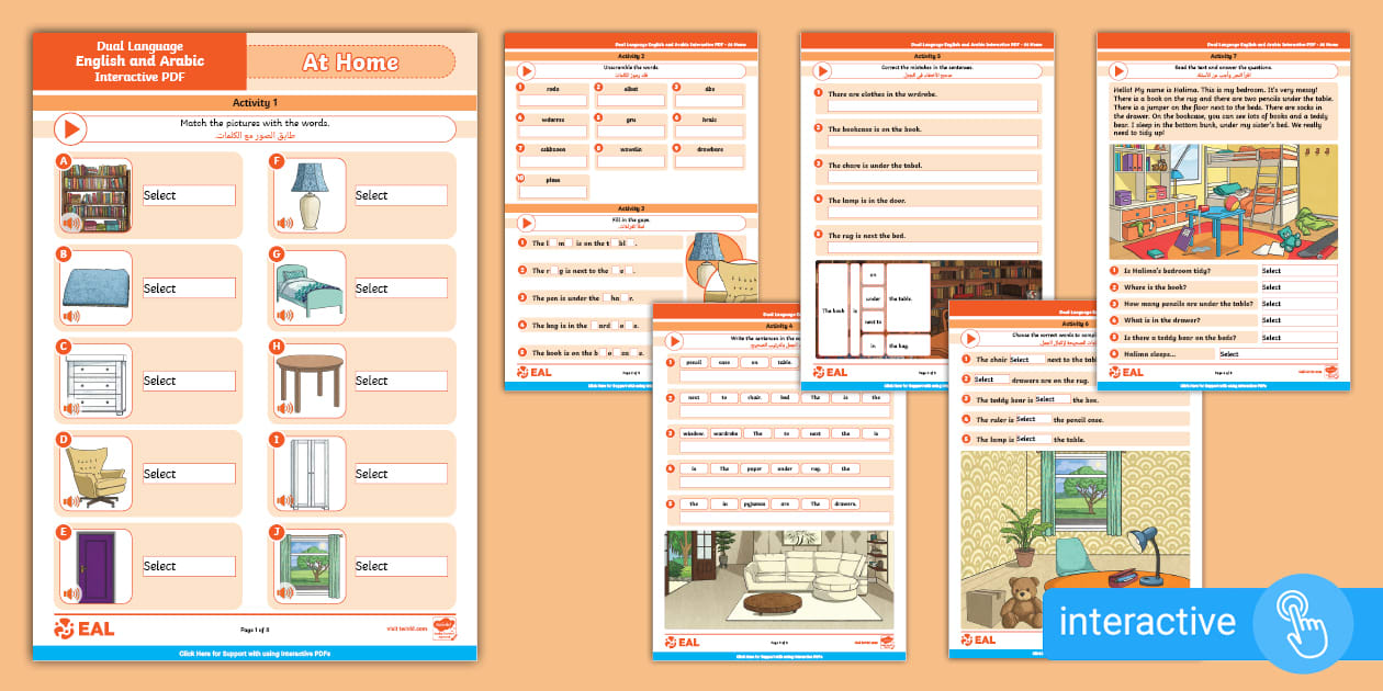 Interactive PDF Activities for Learners of EAL - Dual Language English and