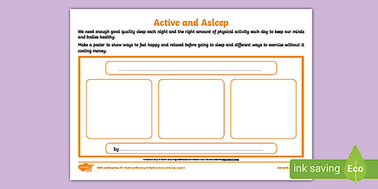 Health Education | Sleep and Exercise KS1 Activity | PSHE