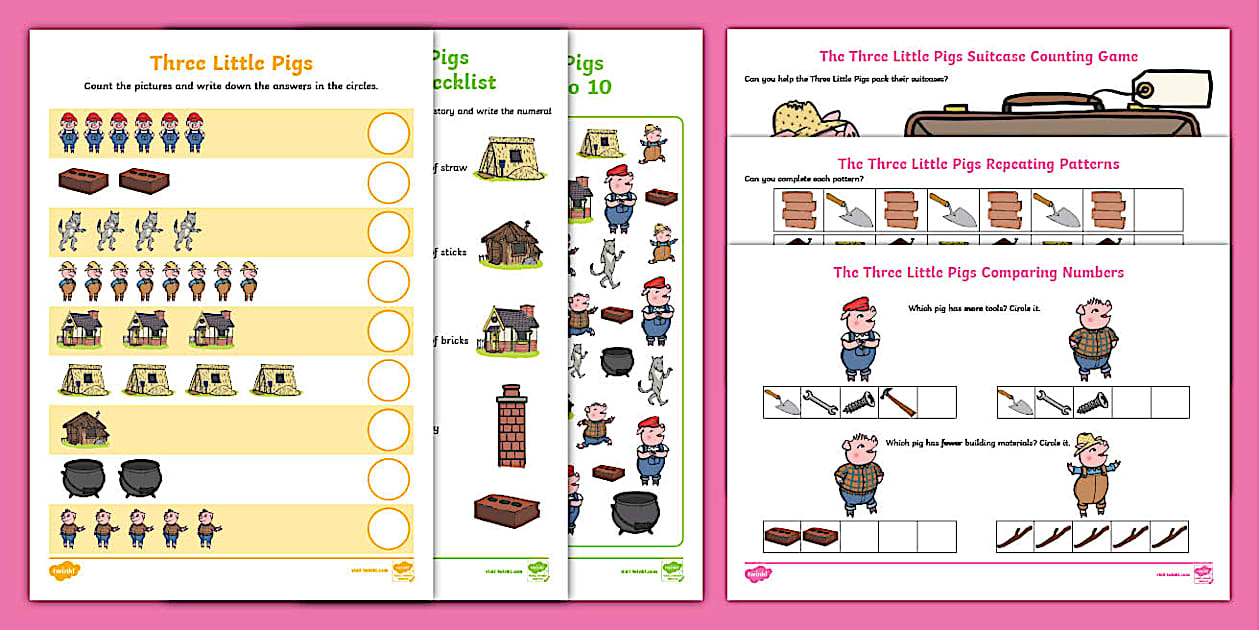 👉 The Three Little Pigs Maths Activity Pack - Twinkl