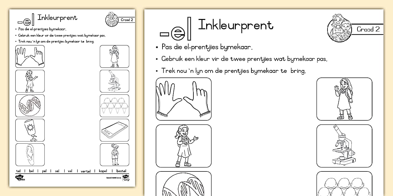 Graad 2 Klanke Inkleurprent -el (teacher made) - Twinkl