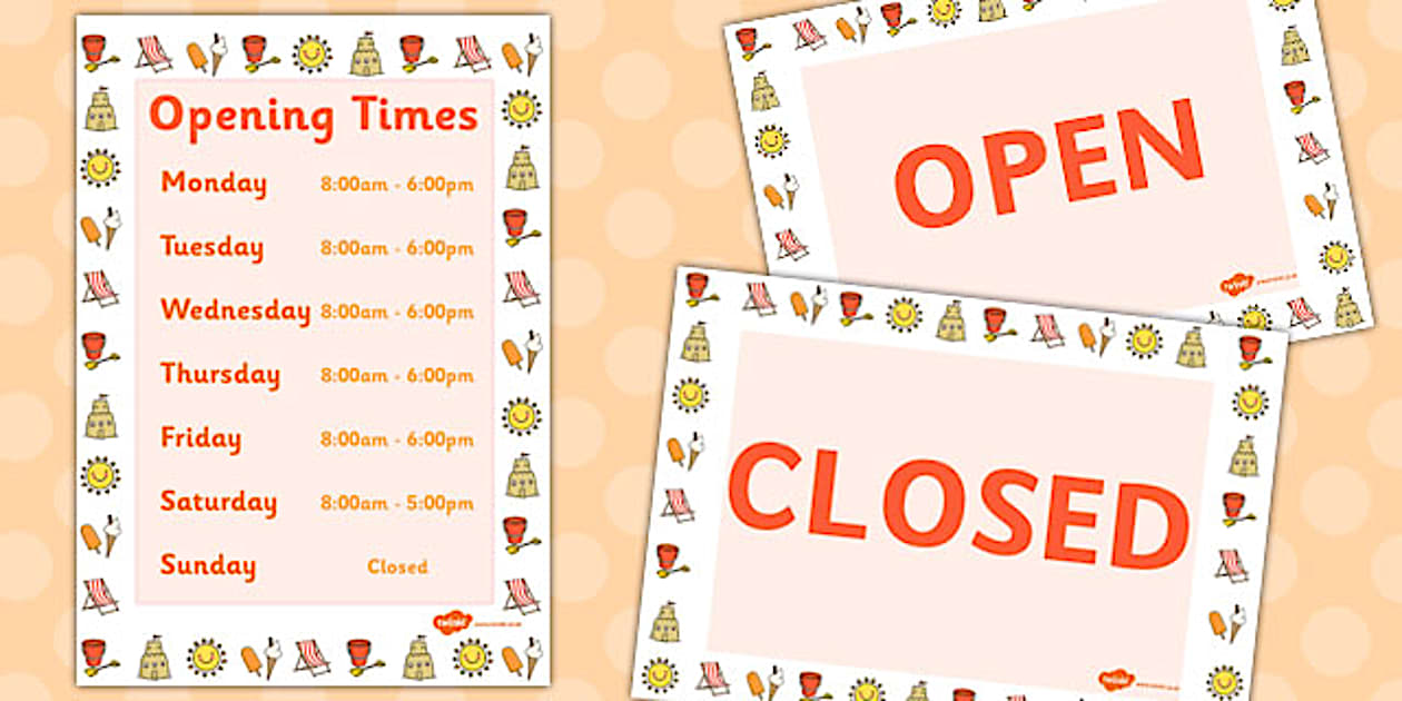 Seaside Opening Times Display Poster (teacher made) - Twinkl