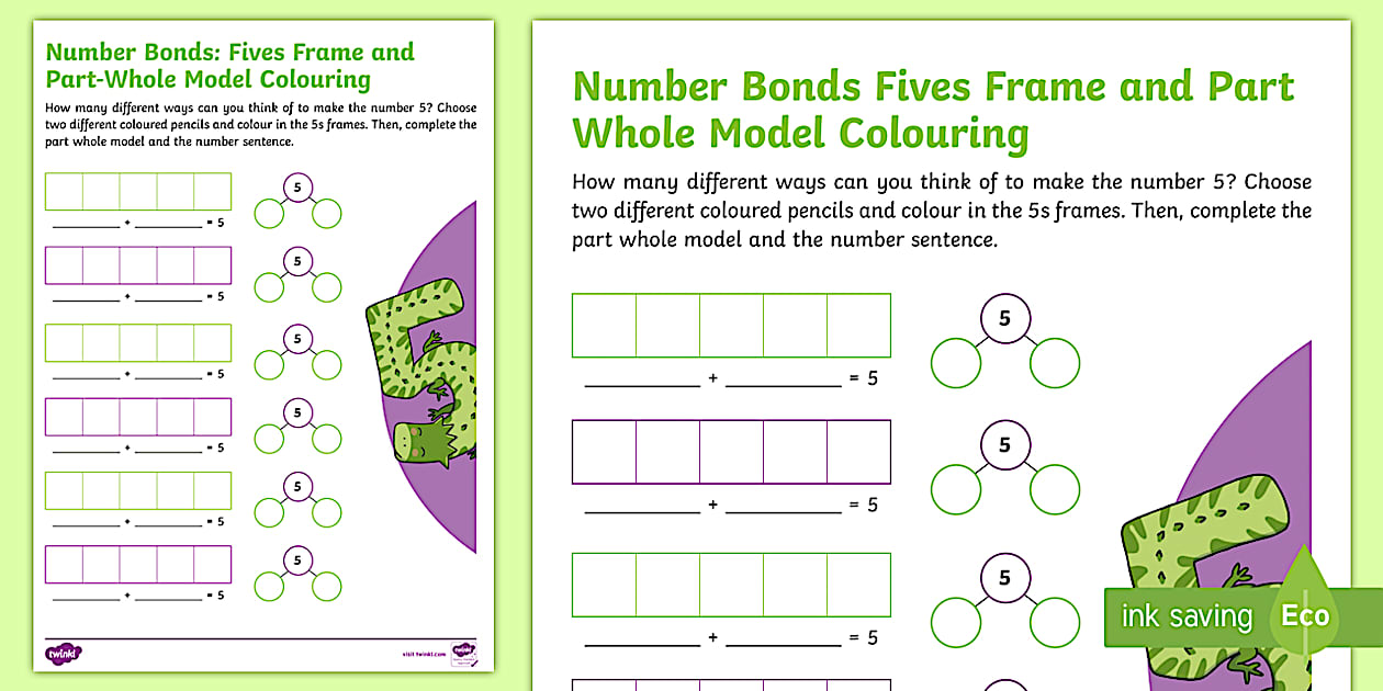 Black and White Number Bonds: Fives Frame and Part-Whole Model ...