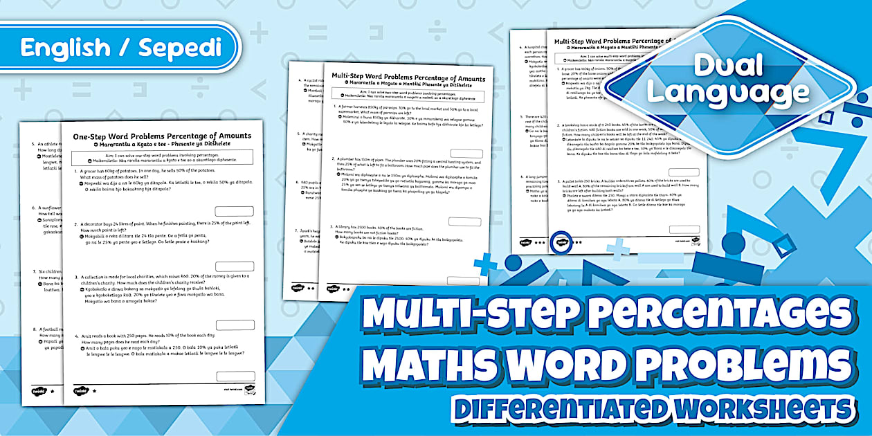 Grade 4 Maths - Multi-step Percentages Maths Word Problems Differentiated