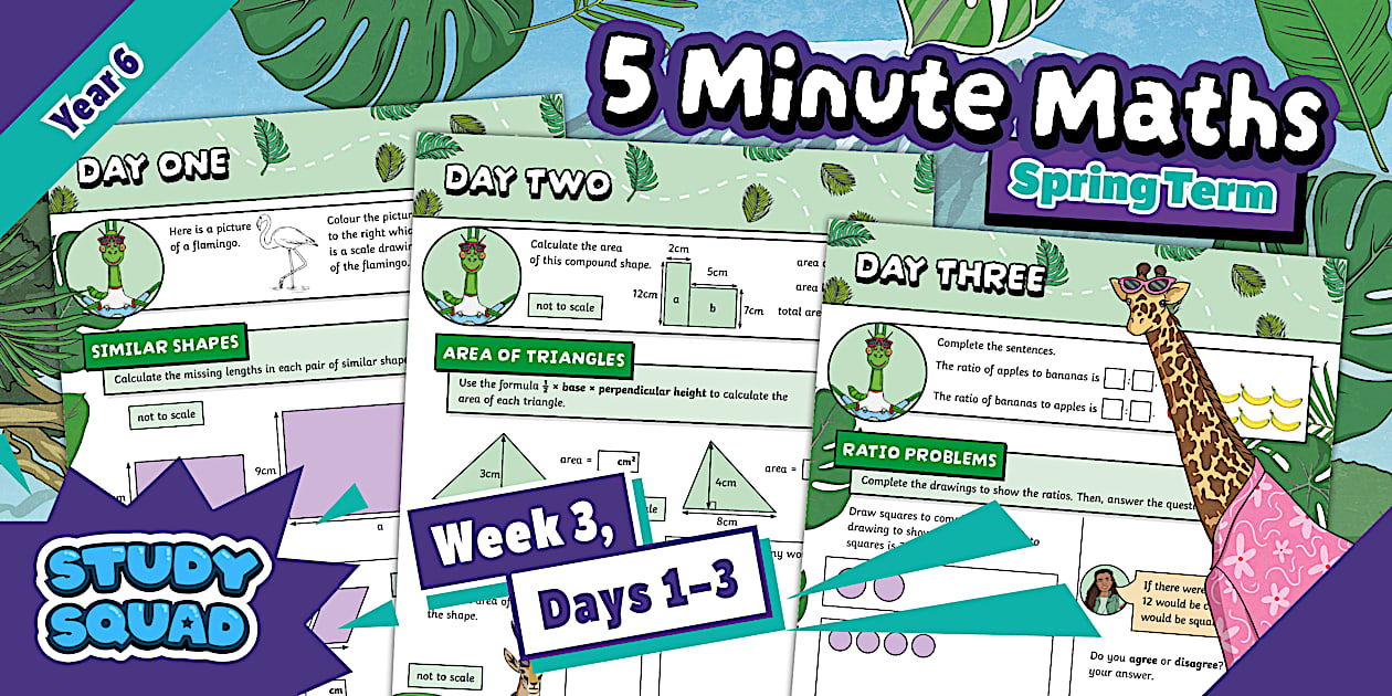 👉 Study Squad 5 Minute Maths - Year 6 Spring - Week 3 Days 1-3