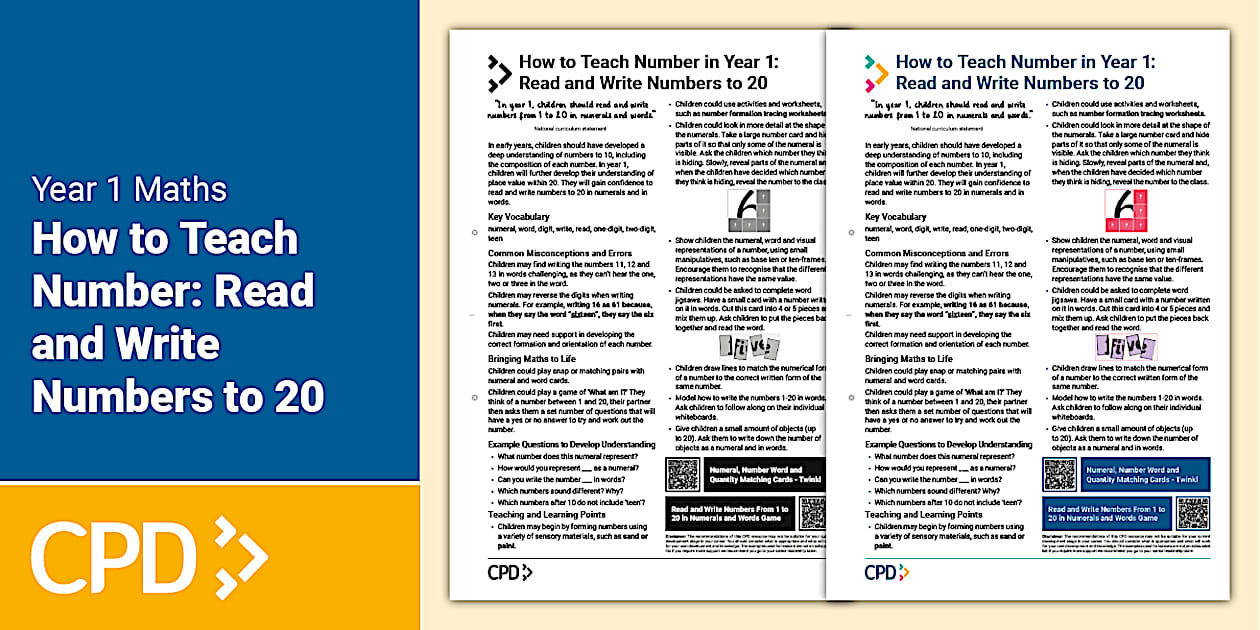 How to Teach Number in Year 1: Read and Write Numbers to 20