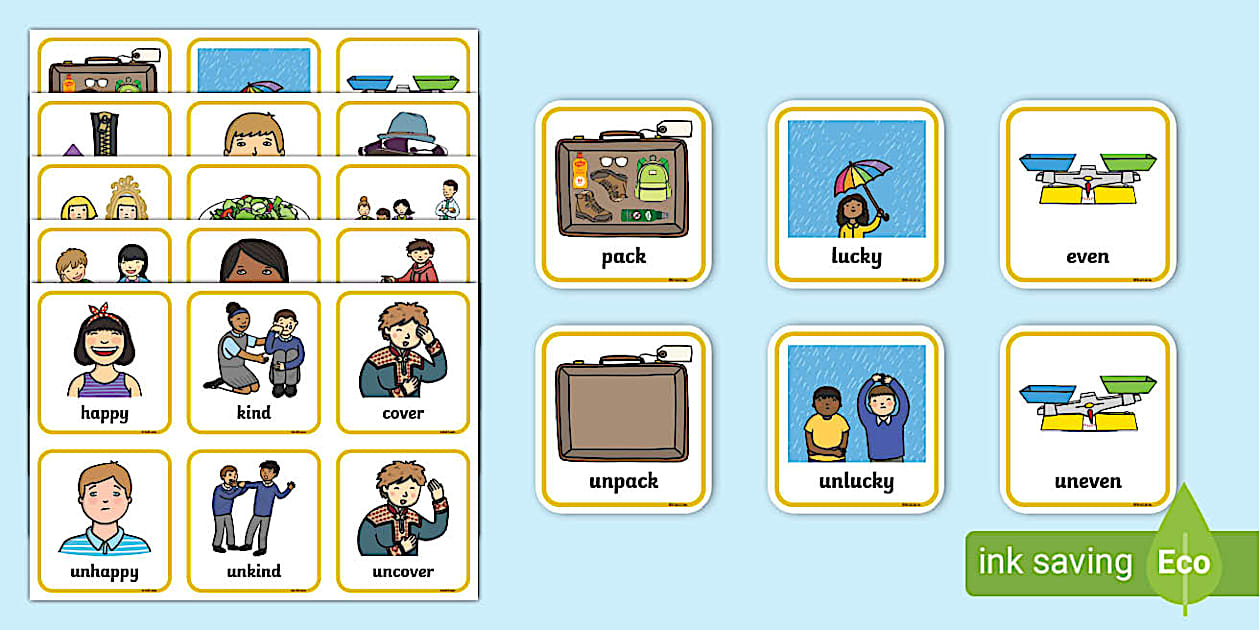 Editable Opposites Using the Prefix un- Matching Cards