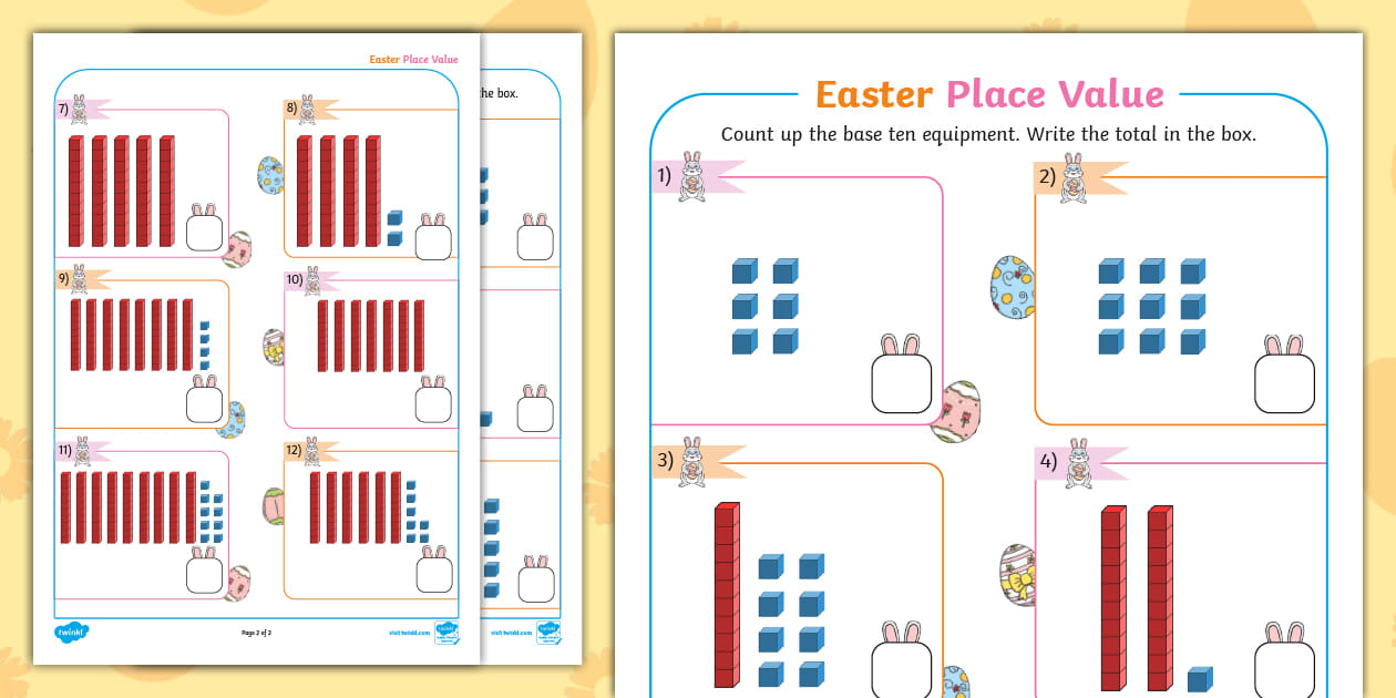 Easter Place Value Activity Sheets (teacher made) - Twinkl