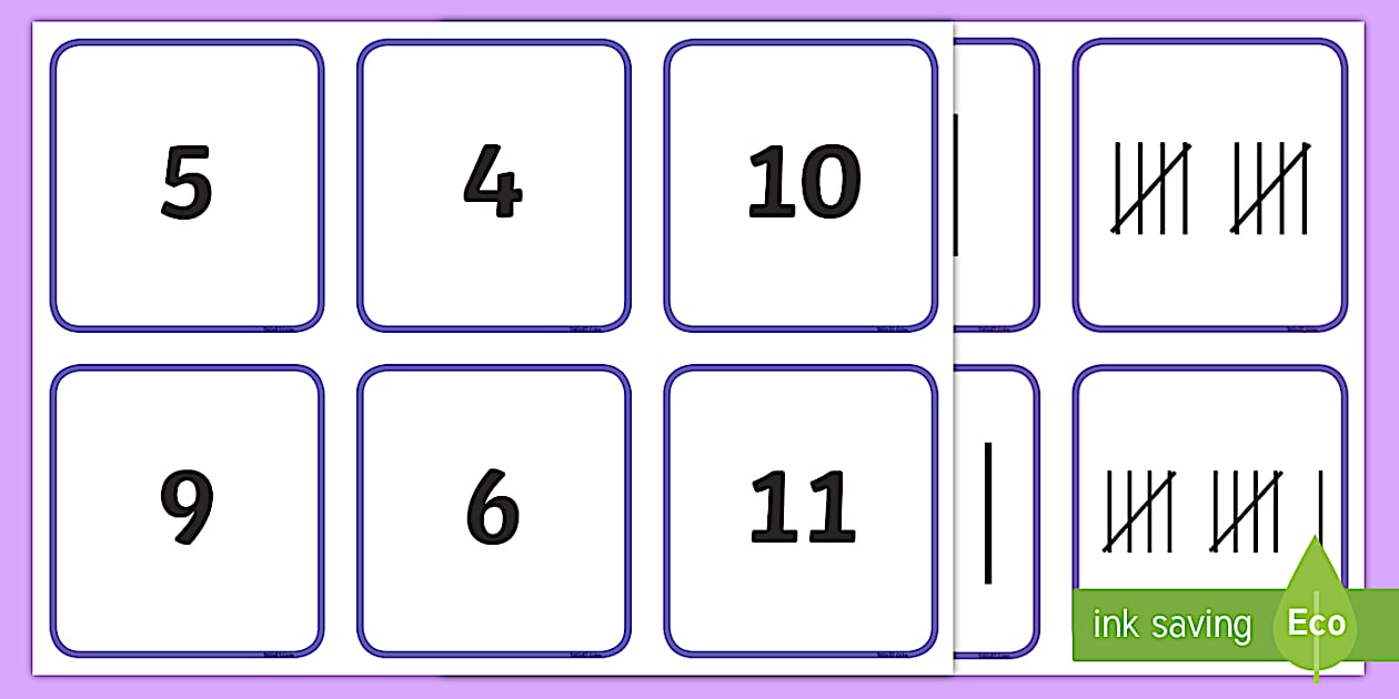Tally Mark and Number Matching Cards - Twinkl