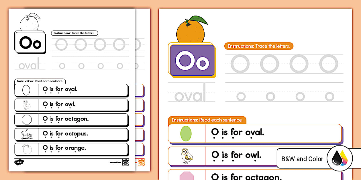 Letter O Fluency Sentences for ELL Alphabet Worksheet