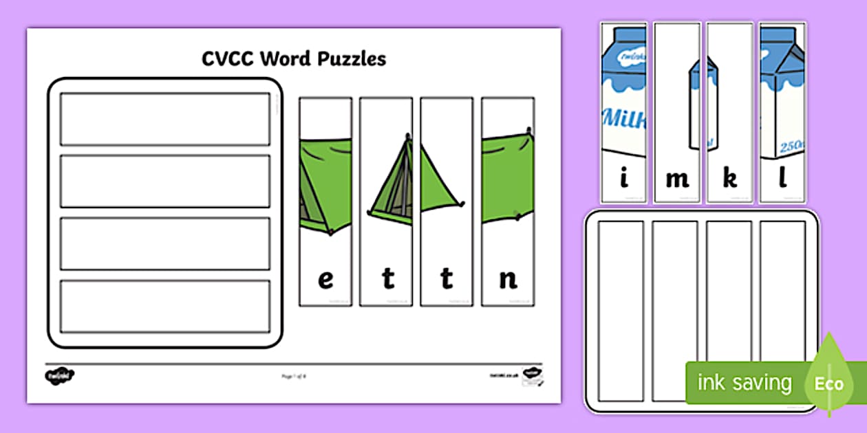 Workstation Pack: CVCC Words Puzzles (Mixed) Activity Pack