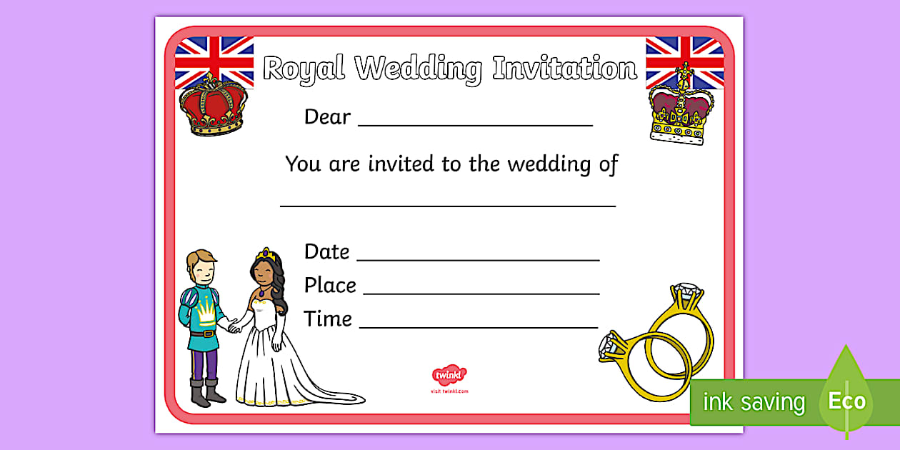 Editable Design a Royal Wedding Invitation - Twinkl