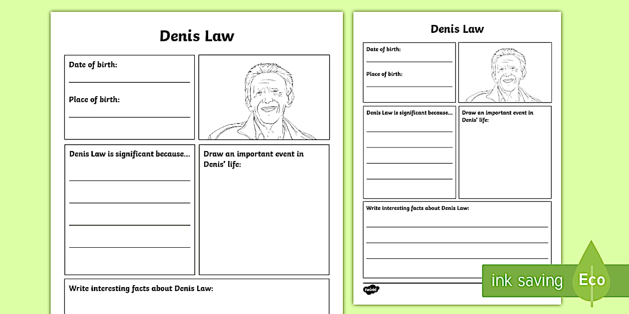 Scottish Significant Individual Denis Law Writing Frames
