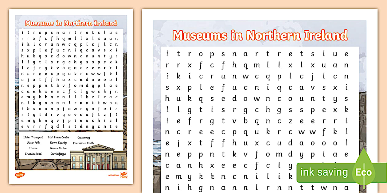 Museums in N'Ireland Word Search (teacher made) - Twinkl
