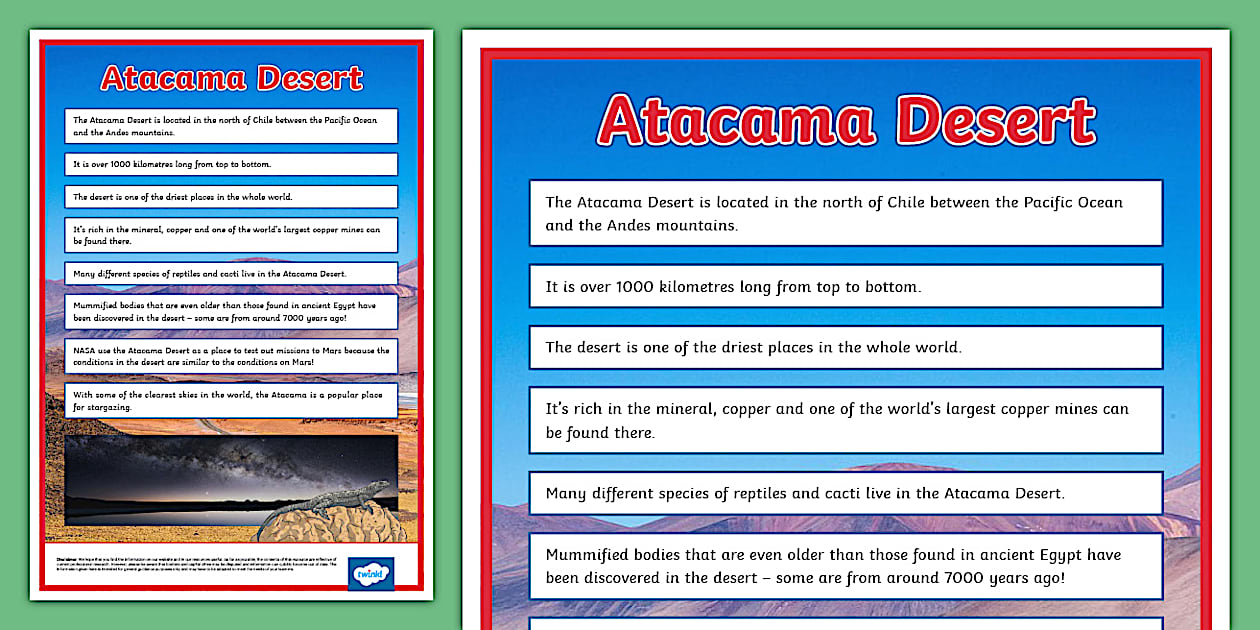 Atacama Desert Information Poster (teacher made) - Twinkl