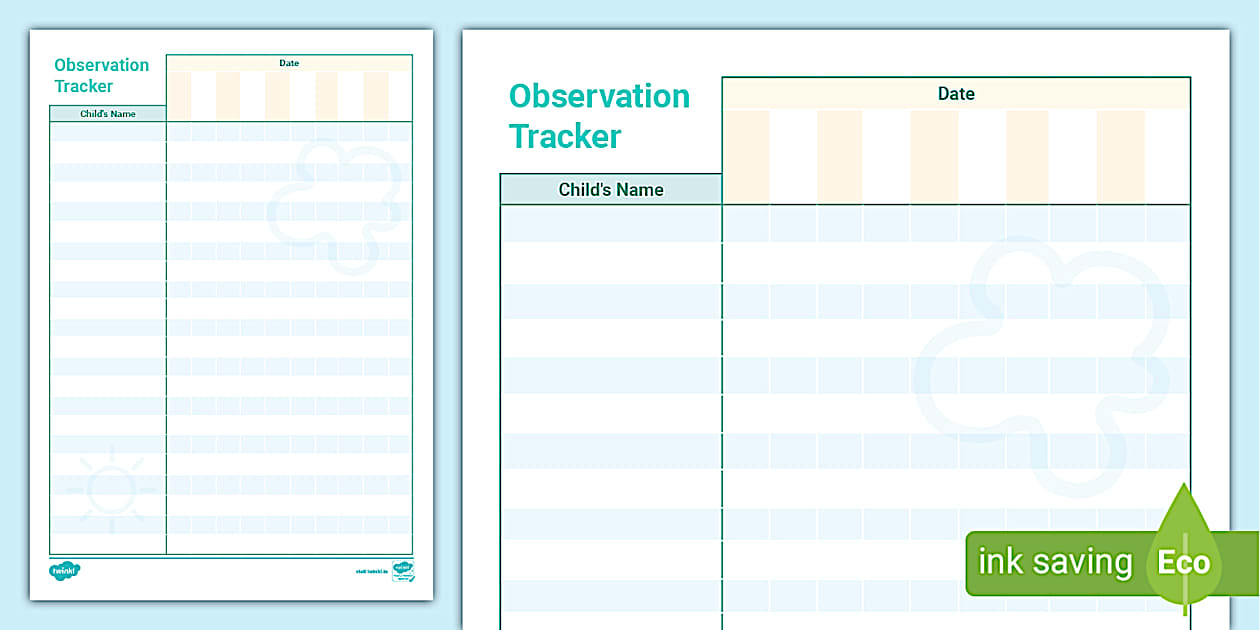 Early Years Observation Tracker (teacher made) - Twinkl