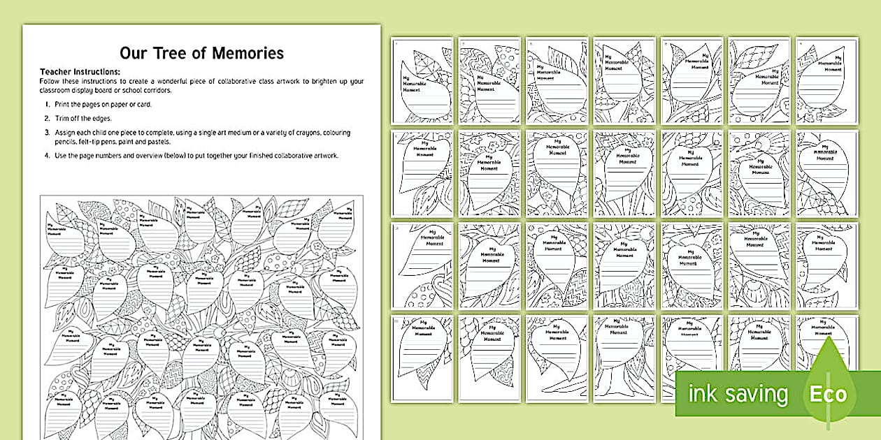 Our Tree of Memories Mindfulness Collaborative Colouring Activity Pack