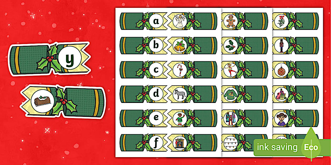 Cursive Christmas Cracker Alphabet Matching Game - Twinkl