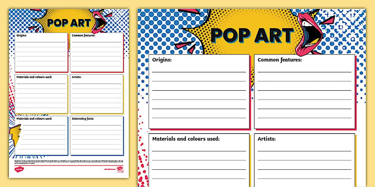 Pop Art Themed Pop Art Fact File Template (teacher made)