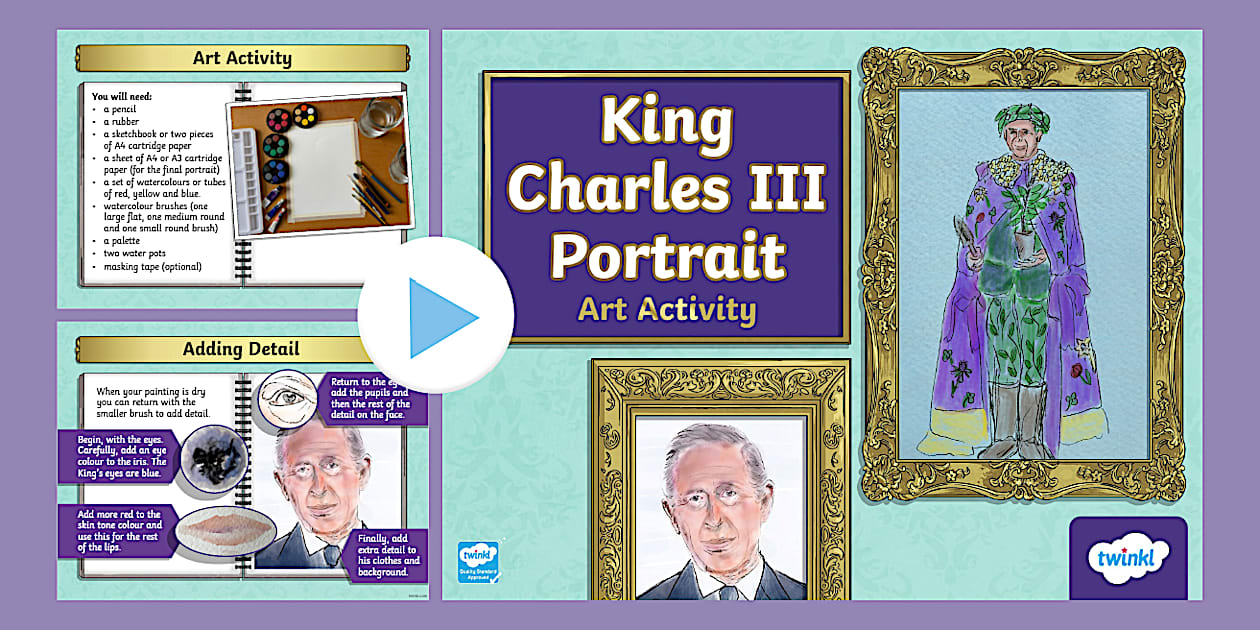 KS2 King Charles Coronation Portrait Art Activity