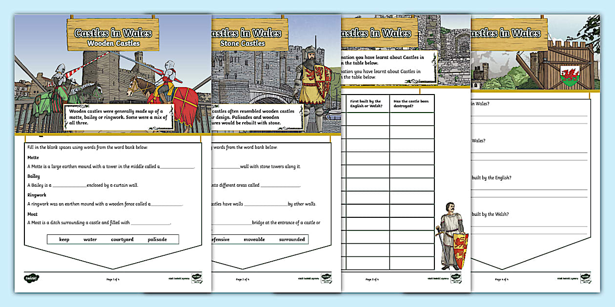 Castles in Wales Differentiated Worksheets (Teacher-Made)