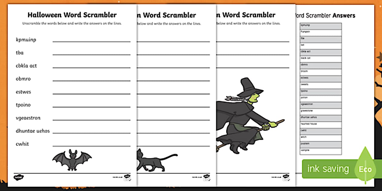 Halloween Themed Word Unscramble - ESL Halloween Exercise