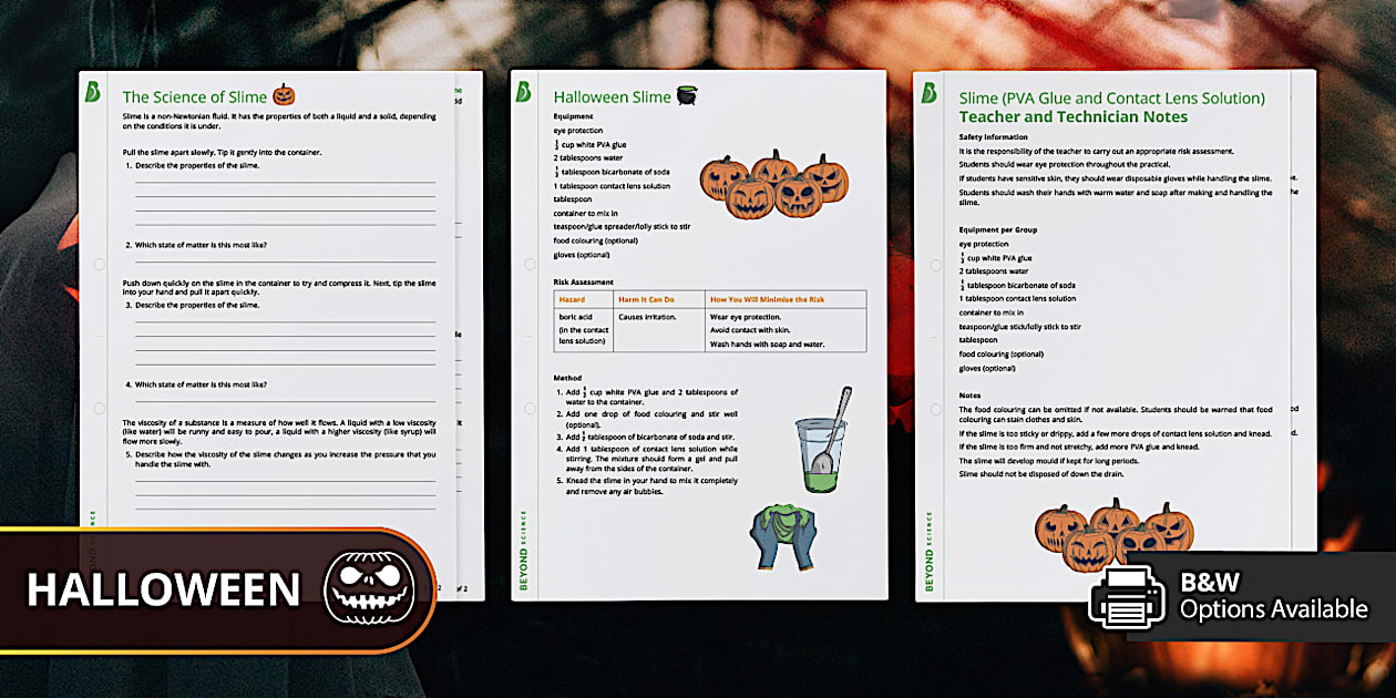Halloween Slime Science Activity | Beyond Secondary - Twinkl