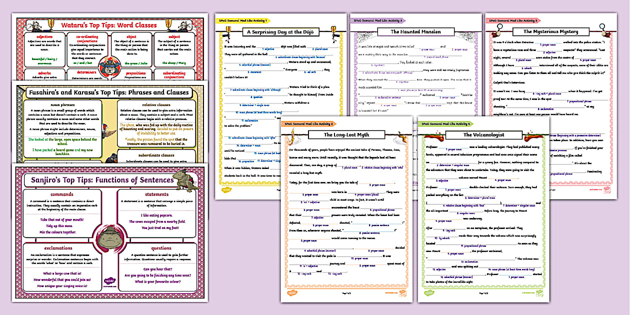 SPaG Samurai: Year 6 Mad Libs Grammar Revision Pack - Twinkl
