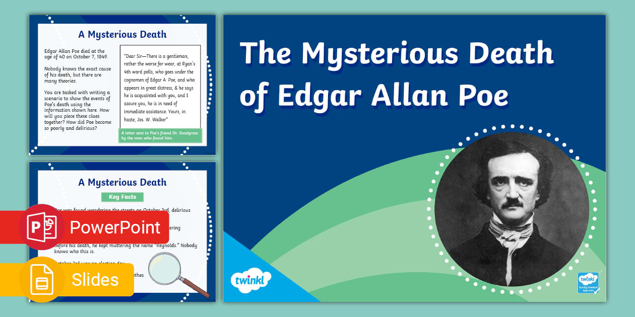 The Mysterious Death of Edgar Allan Poe PPt & Slides for 6-8