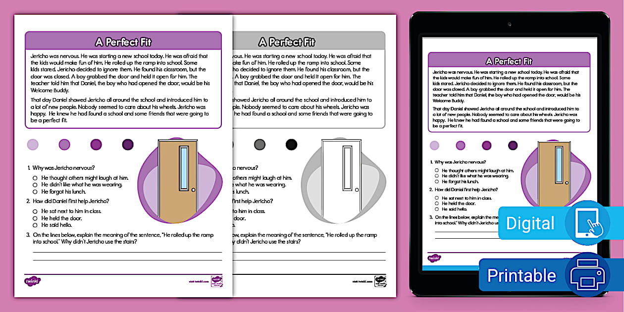 Second Grade a Perfect Fit Reading Comprehension | Twinkl