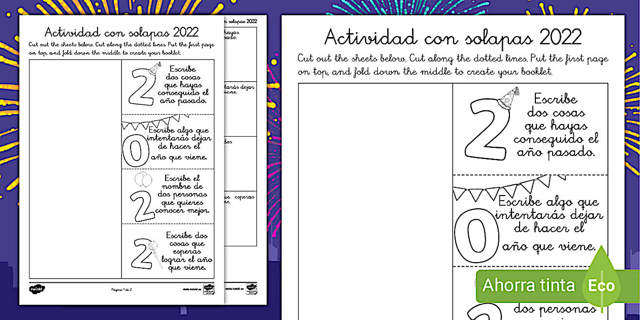 Ficha de actividad: Año nuevo 2022 (teacher made) - Twinkl