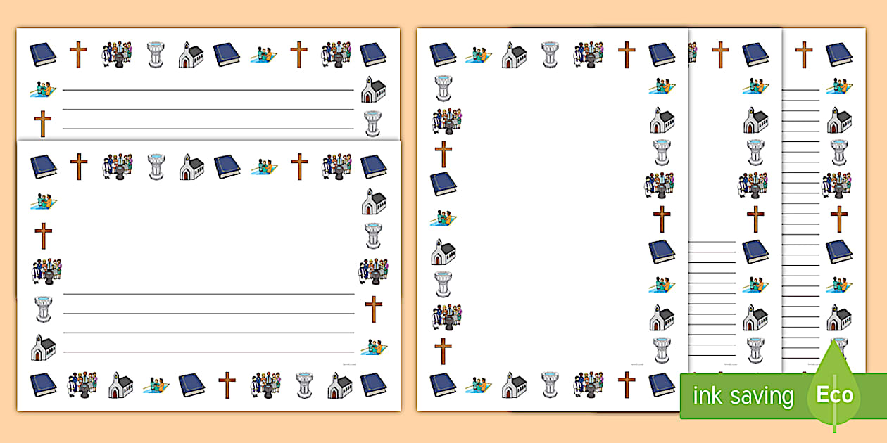 Editable Baptism Portrait Page Borders (teacher made)